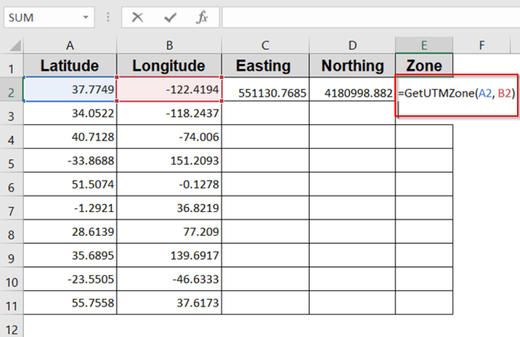 How to Convert Lat Long to UTM in Excel (2 Suitable Ways) - Excel Insider