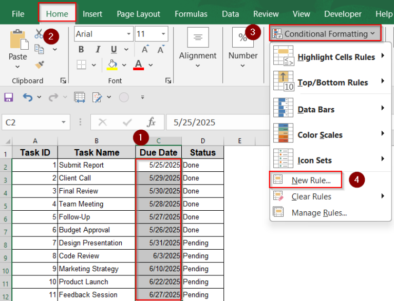 Conditional Formatting to Highlight Overdue Dates in Excel - Excel Insider