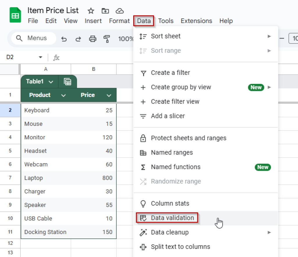How to Use VLOOKUP with a Drop-Down List in Google Sheets - Excel Insider