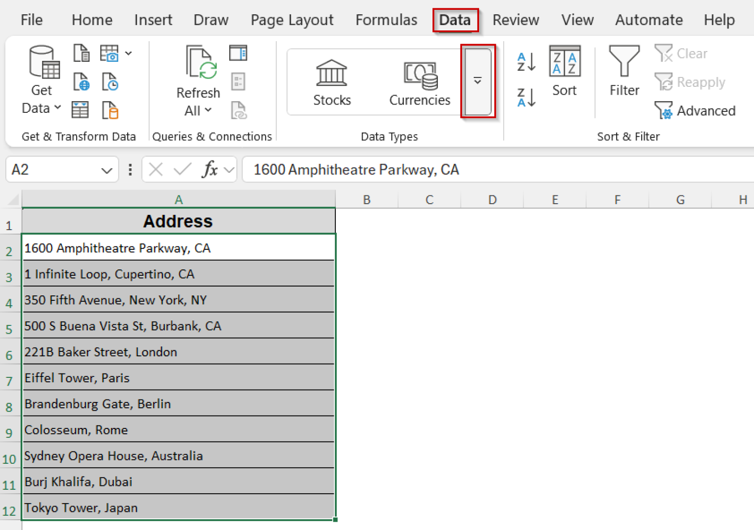 How to Convert Address to Lat Long in Excel (2 Quick Ways) - Excel Insider