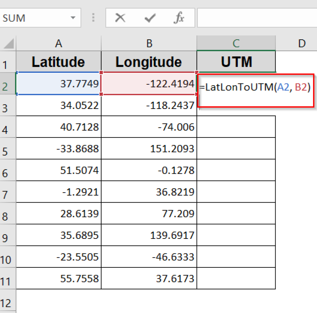 How to Convert Lat Long to UTM in Excel (2 Suitable Ways) - Excel Insider