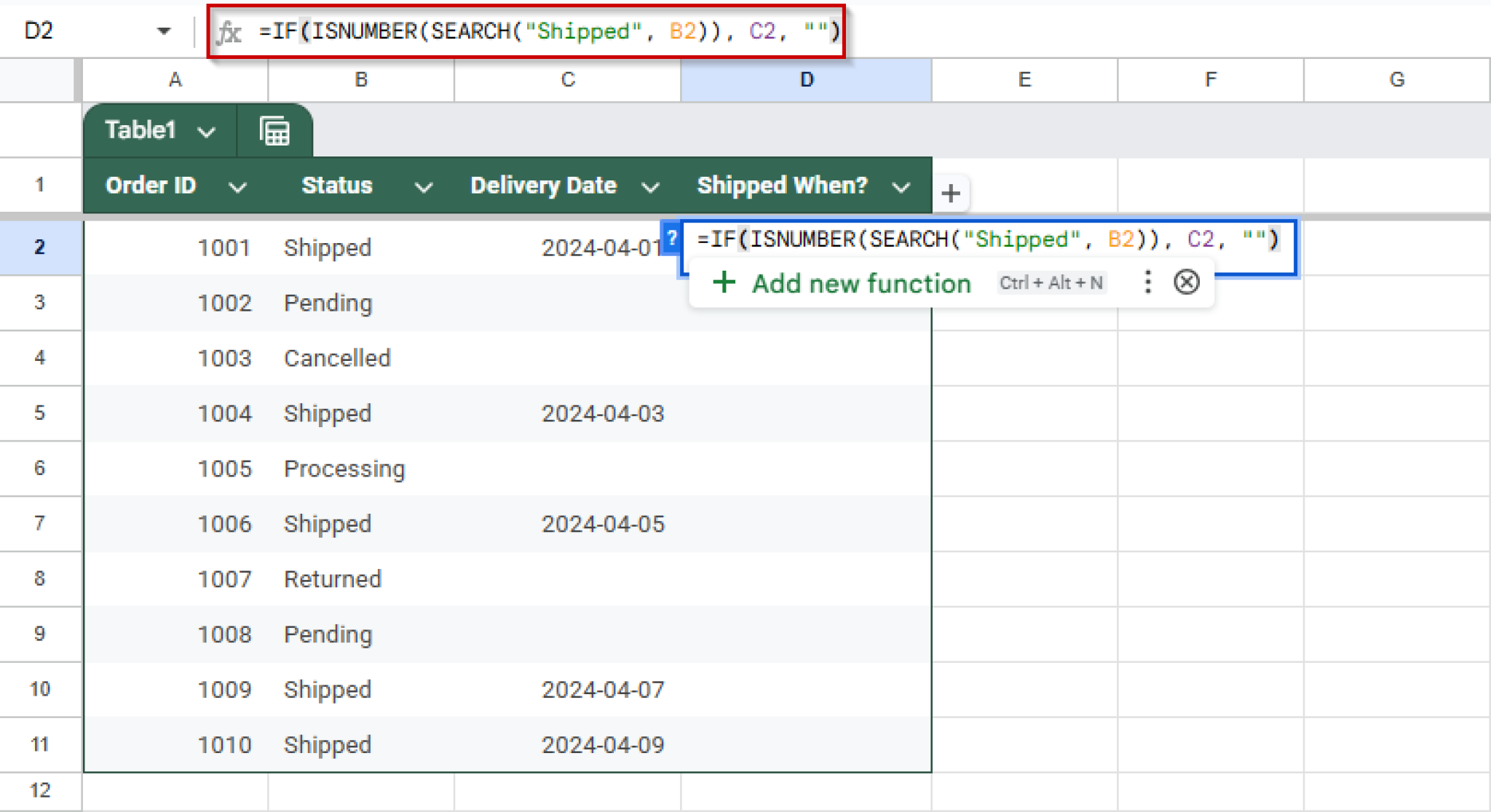 Return Value in Another Cell If Cell Contains Text in Google Sheets ...