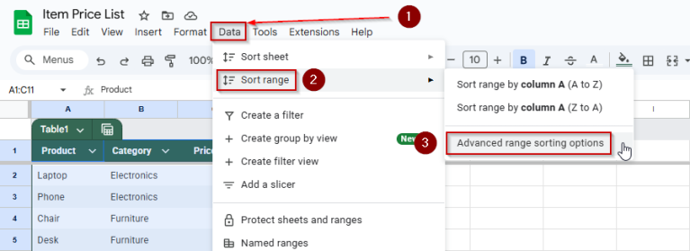 How to Sort Rows by Column Value in Google Sheets (3 Ways) - Excel Insider