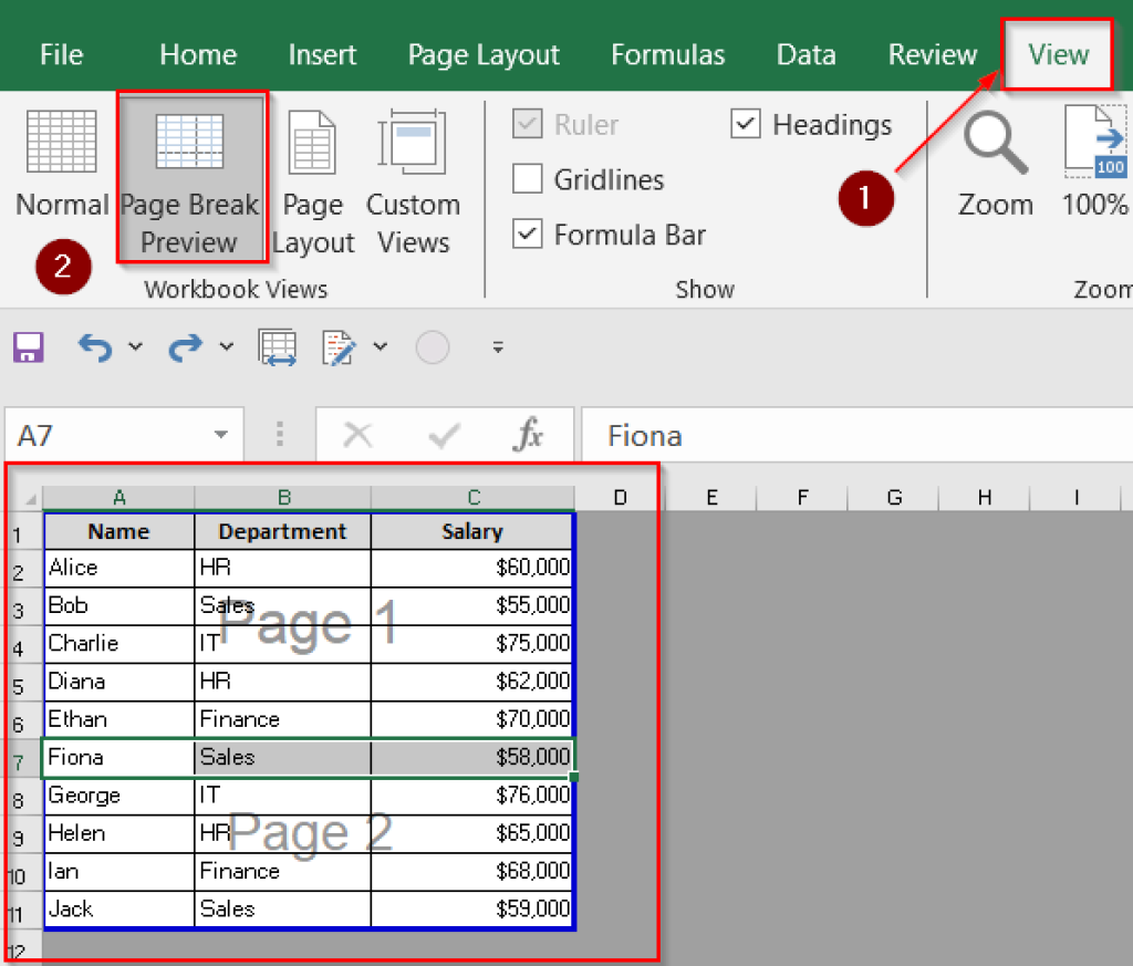 How To Insert Page Break In Excel Between Rows 5 Easy Ways Excel