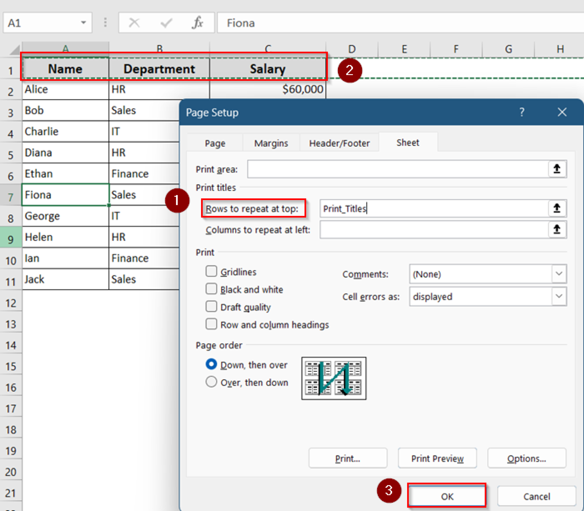 How to Set a Row as Print Titles in Excel (3 Quick Tricks) - Excel Insider