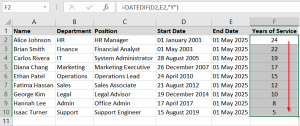 Calculate Years of Service In Excel (Including Days & Months) - Excel ...
