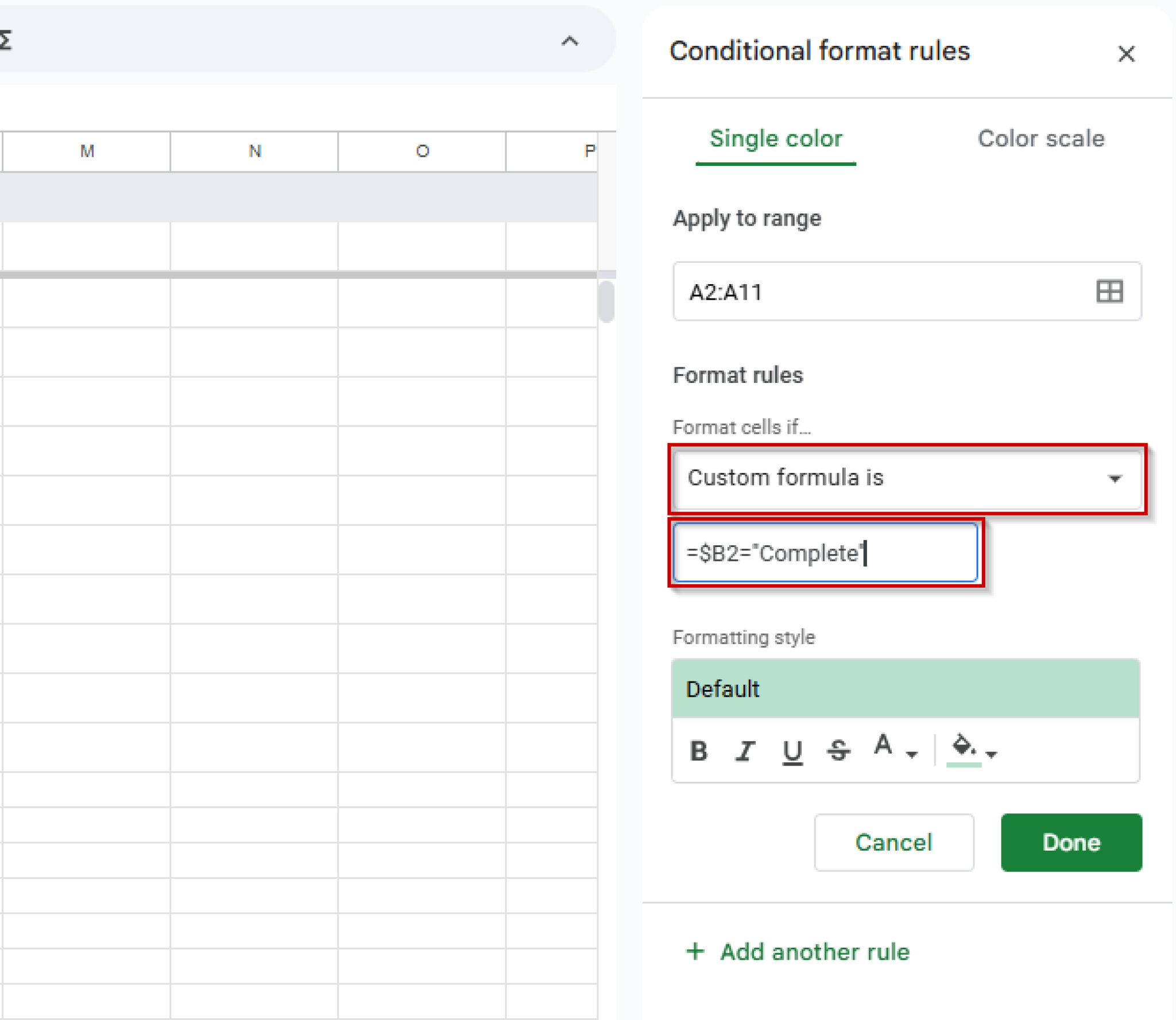 Google Sheets Conditional Formatting If Another Cell Contains Text - Excel Insider