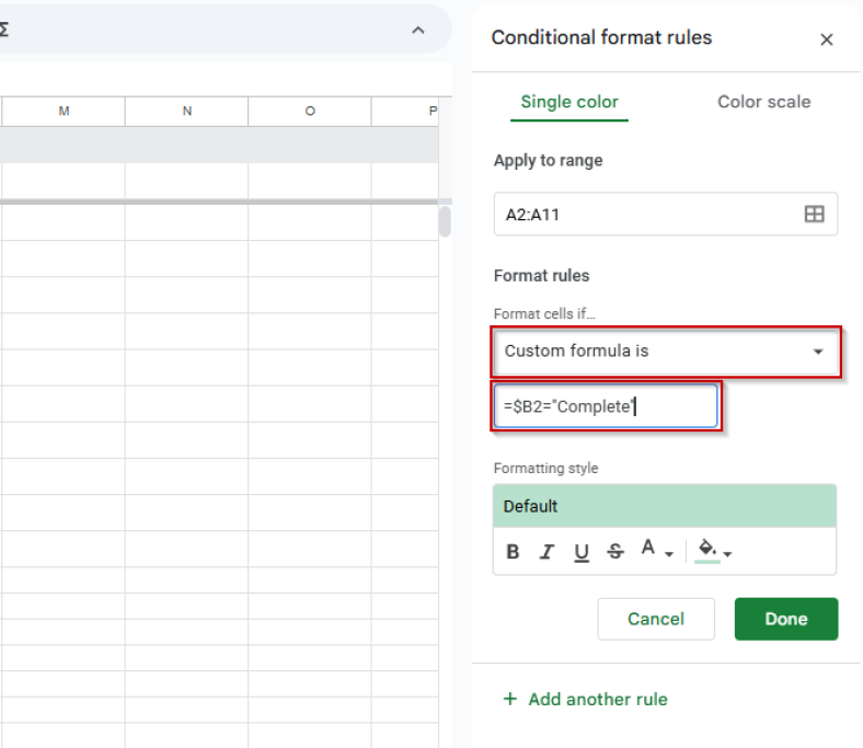 Google Sheets Conditional Formatting If Another Cell Contains Text - Excel Insider