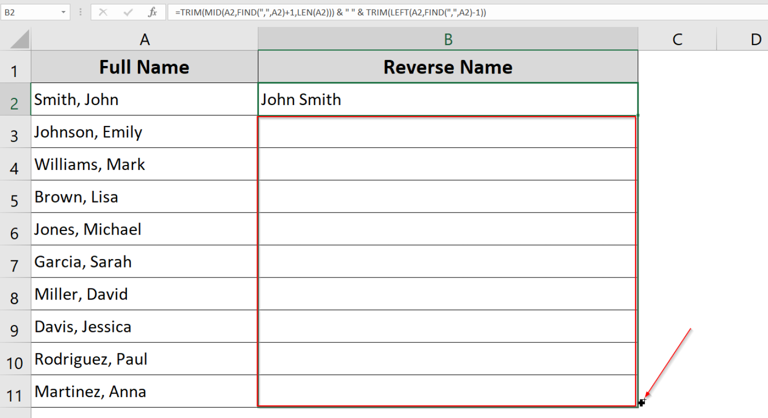 How to Reverse Names in Excel (3 Quick Methods) - Excel Insider