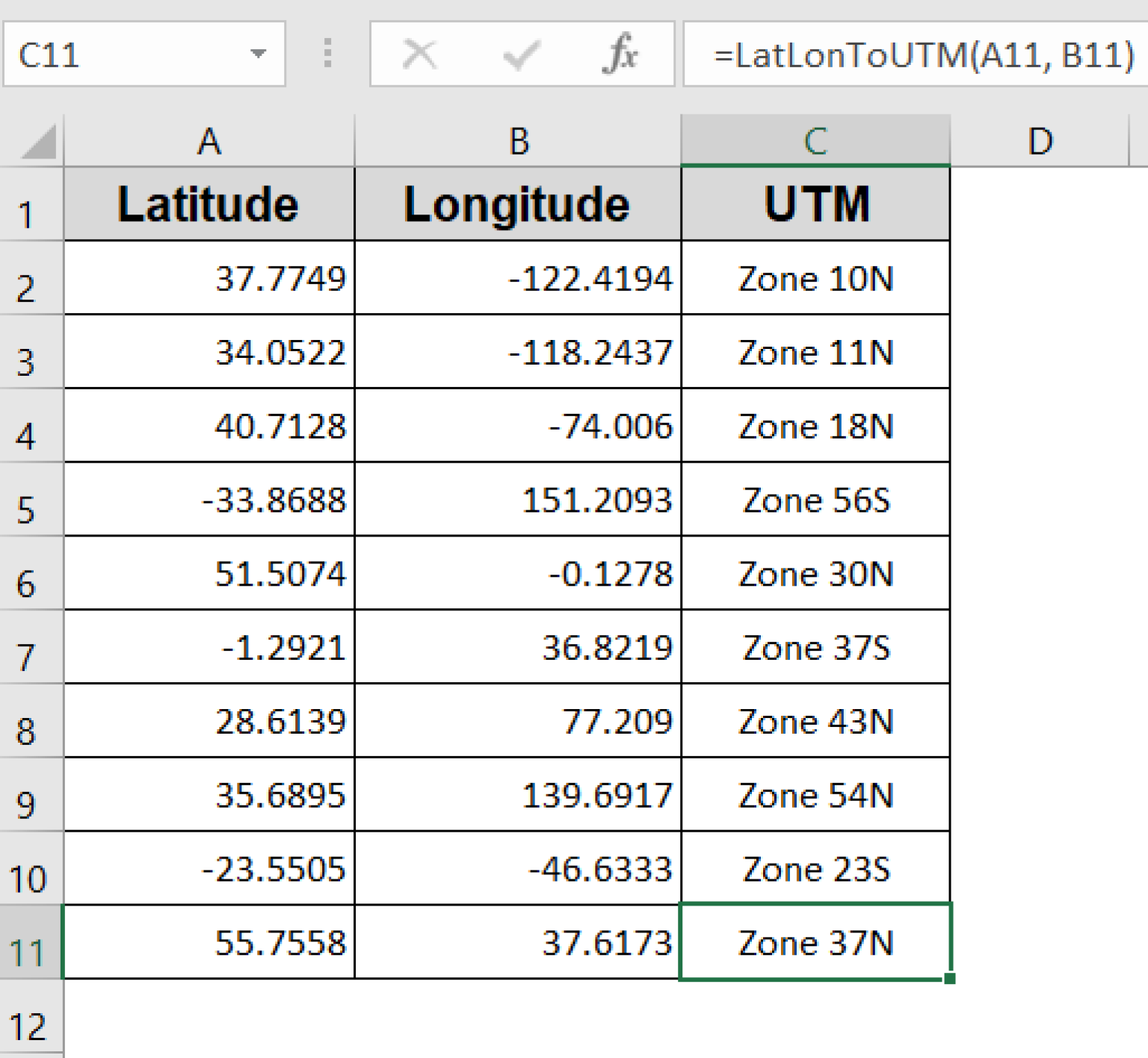 How to Convert Lat Long to UTM in Excel (2 Suitable Ways) - Excel Insider