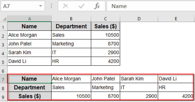 How To Convert Multiple Rows To Columns In Excel 4 Methods Excel