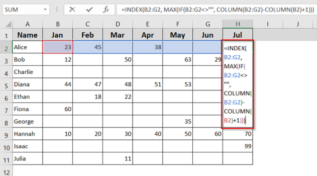 How to Find the Last Cell with Value in a Row in Excel - Excel Insider