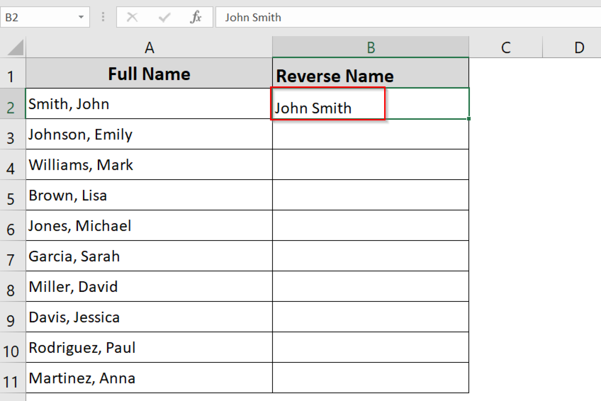 How to Reverse Names in Excel (3 Quick Methods) - Excel Insider