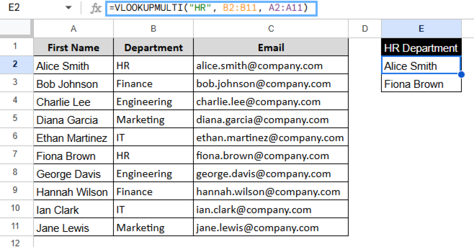 How to Use VLOOKUP to Return Multiple Values in Google Sheets - Excel Insider