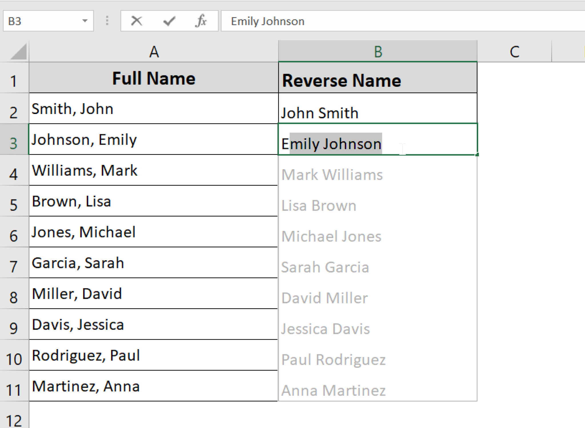 How to Reverse Names in Excel (3 Quick Methods) - Excel Insider