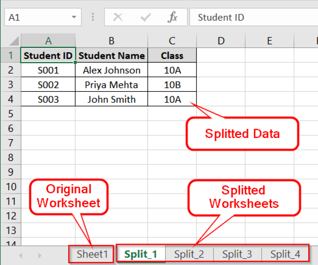 How To Split Excel Sheet into Multiple Sheets Based on Rows - Excel Insider