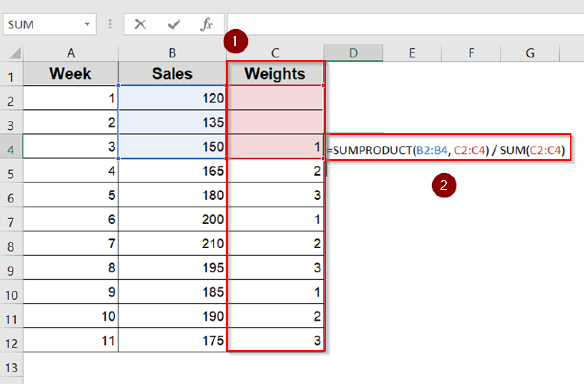 How to Calculate Weighted Moving Average in Excel - Excel Insider