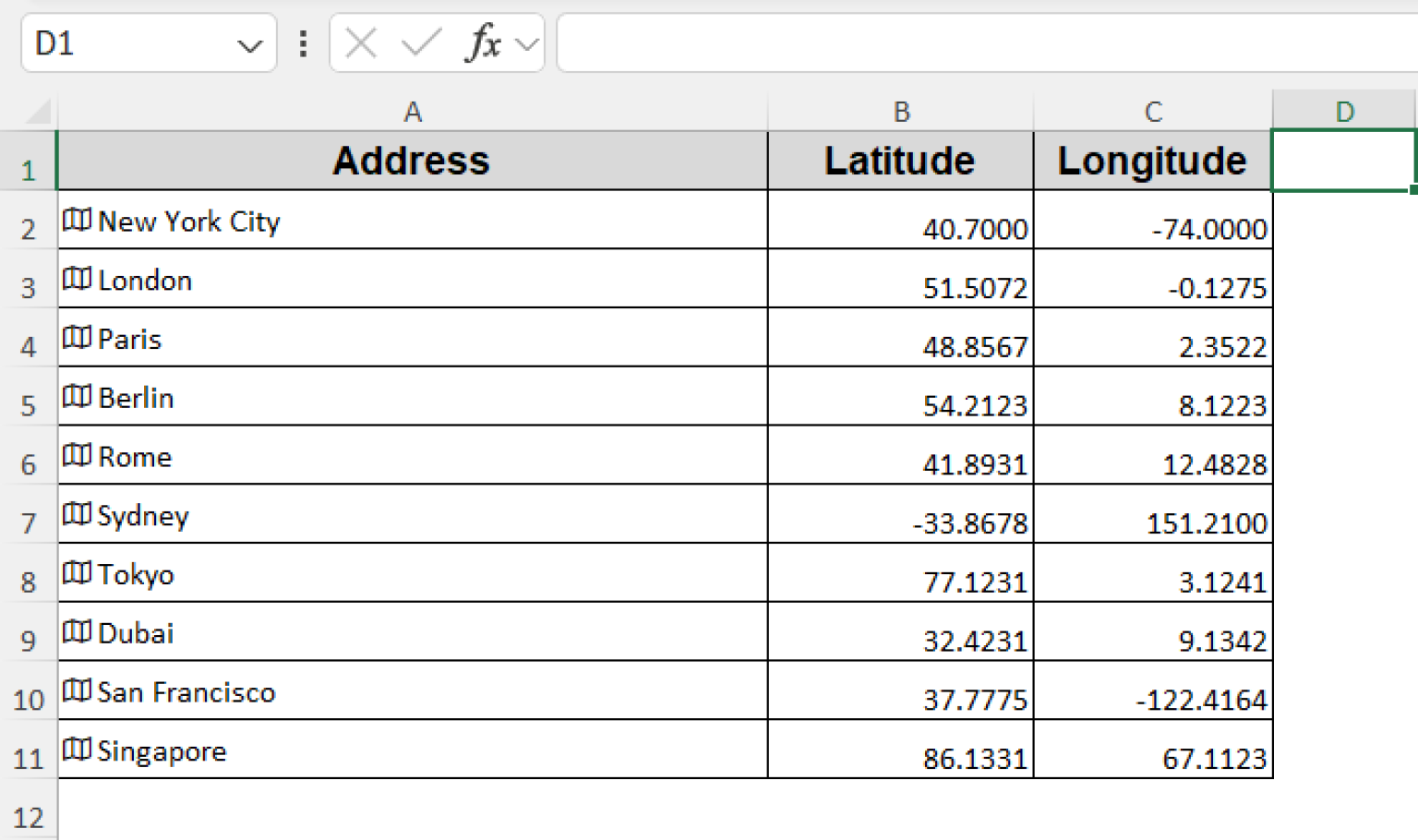 How to Convert Address to Lat Long in Excel (2 Quick Ways) - Excel Insider