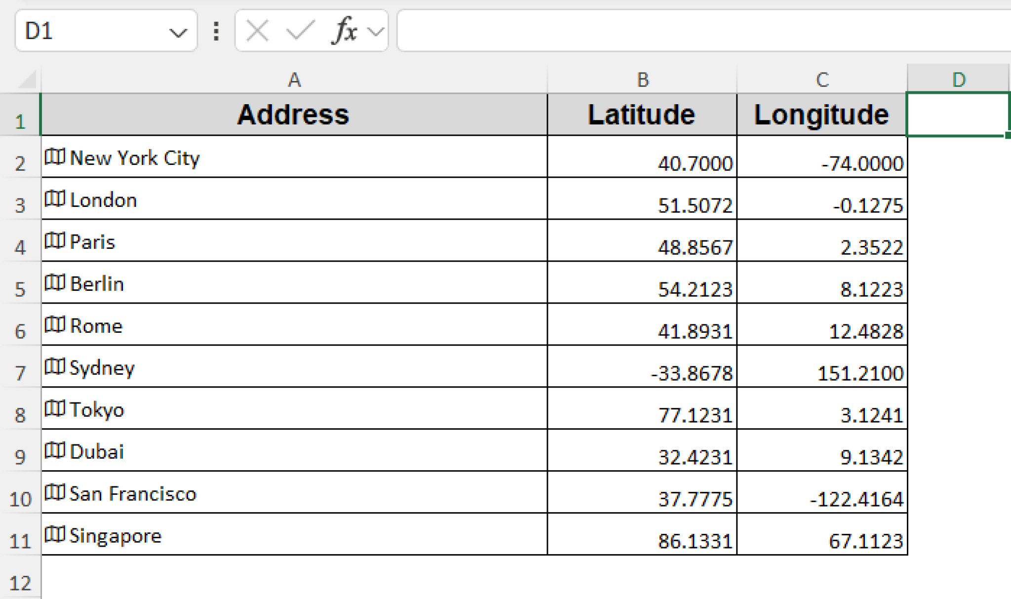 How to Convert Address to Lat Long in Excel (2 Quick Ways) - Excel Insider