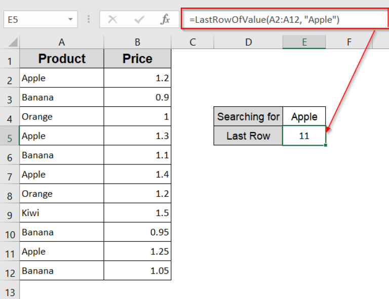 How to Find Last Occurrence of a Value in a Column in Excel - Excel Insider