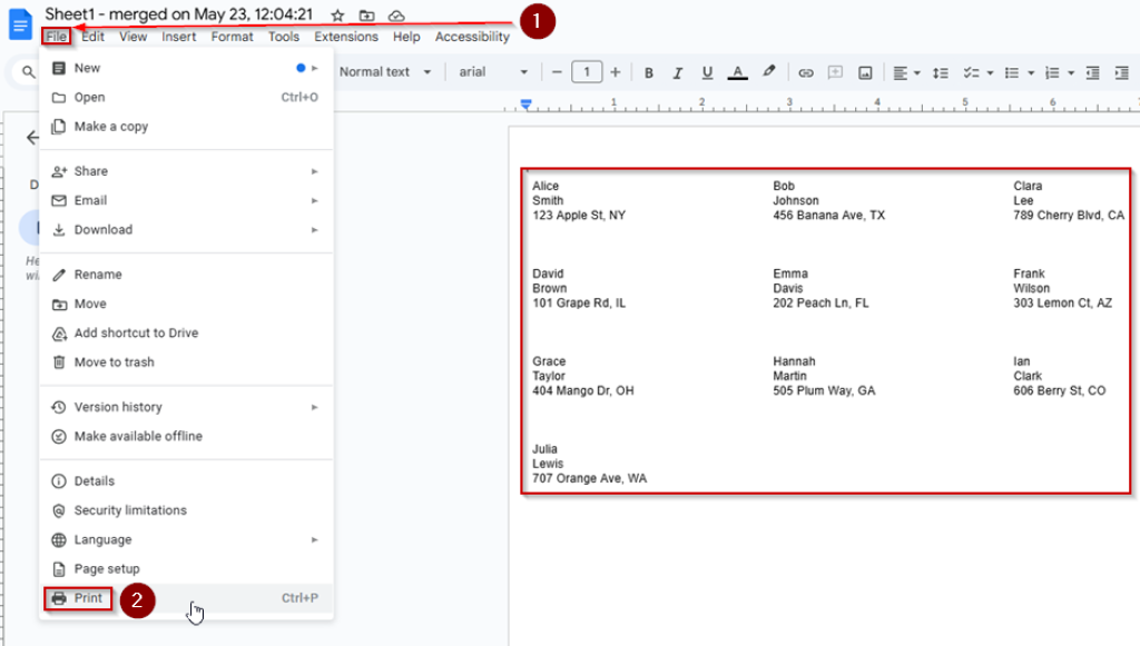 How to Print Labels from Google Sheets (3 Quick Methods) - Excel Insider