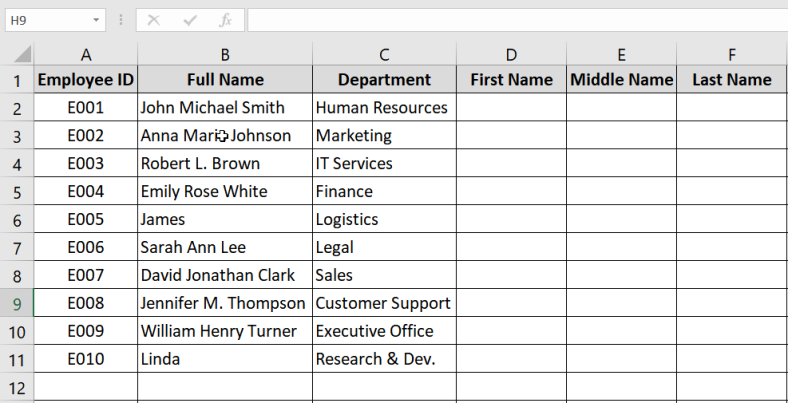 How to Separate First, Middle & Last Names Using Excel Formula - Excel ...