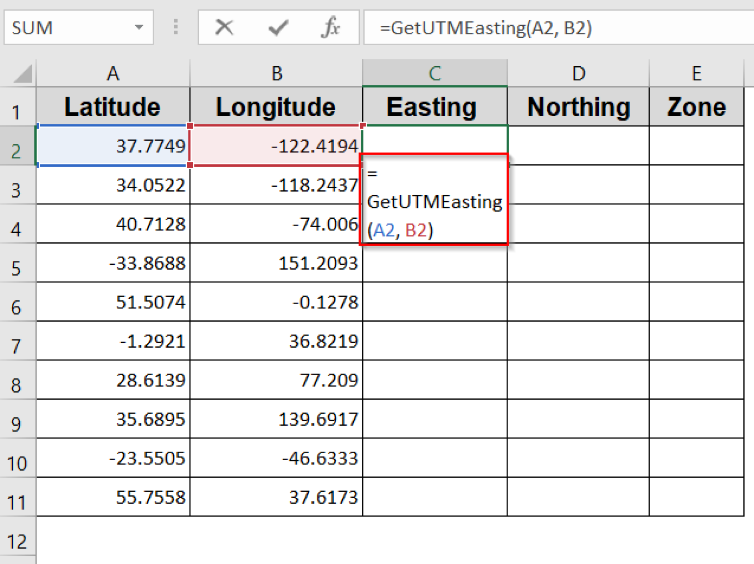 How to Convert Lat Long to UTM in Excel (2 Suitable Ways) - Excel Insider