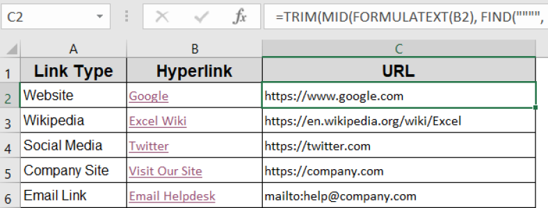 How to Extract URL from Hyperlink in Excel (3 Simple Ways) - Excel Insider