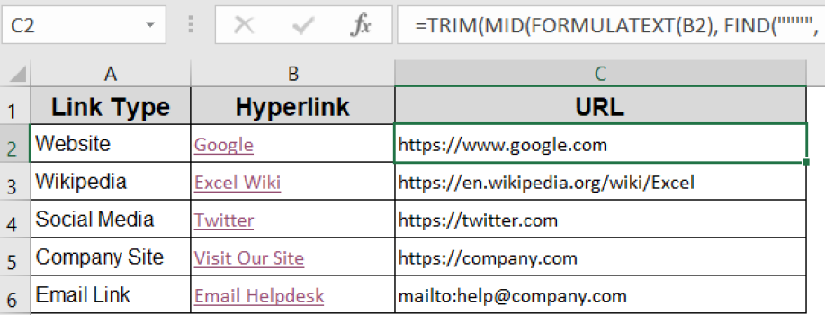 How to Extract URL from Hyperlink in Excel (3 Simple Ways) - Excel Insider