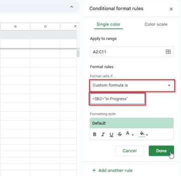 Google Sheets Conditional Formatting If Another Cell Contains Text - Excel Insider