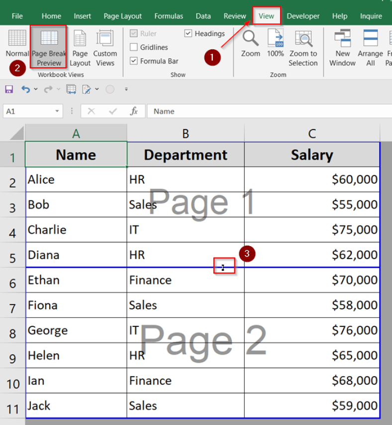 How To Insert Page Break In Excel Between Rows 5 Easy Ways Excel