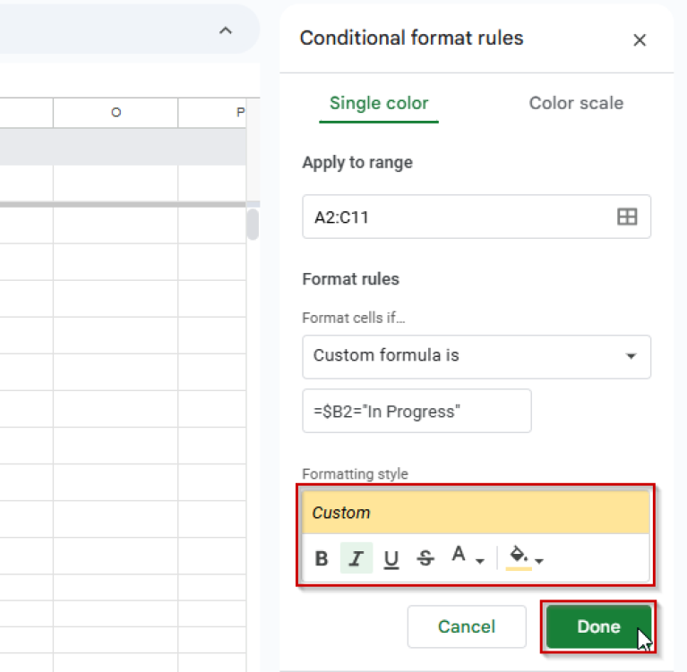 Google Sheets Conditional Formatting If Another Cell Contains Text - Excel Insider