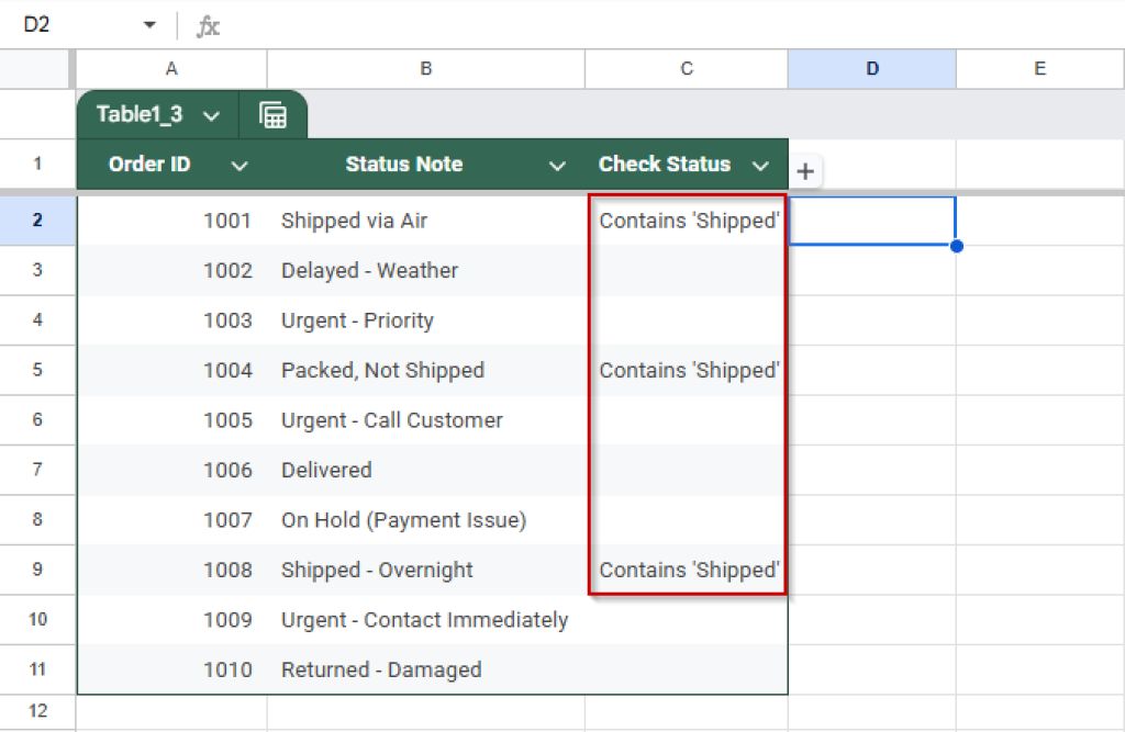 How to Check If a Cell Contains Partial Text in Google Sheets - Excel Insider