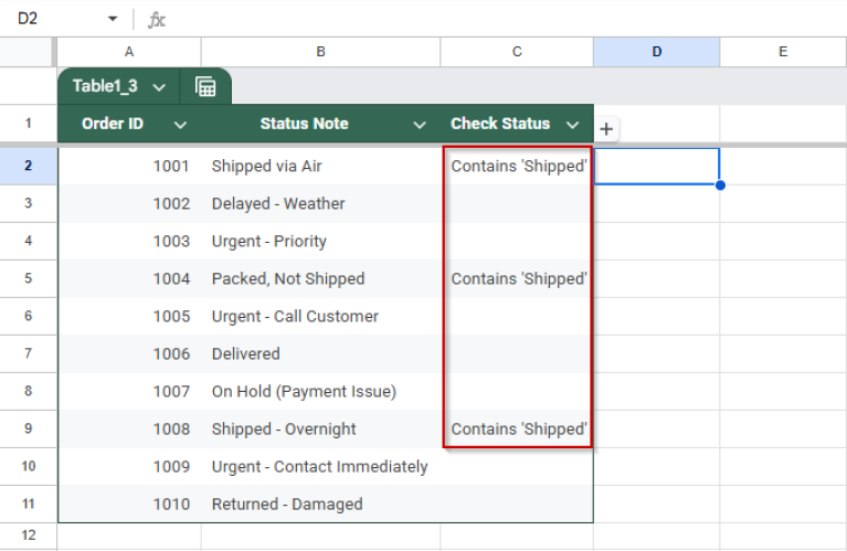 How to Check If a Cell Contains Partial Text in Google Sheets - Excel Insider
