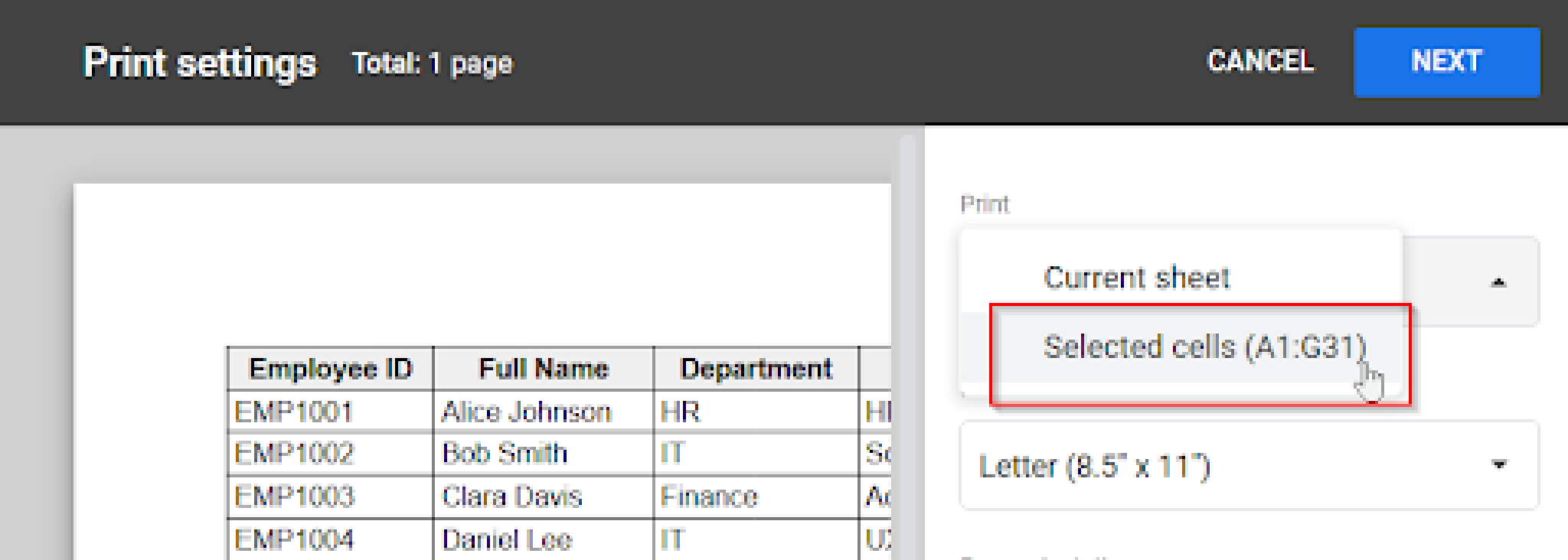 How to Print Google Sheets Data - Excel Insider