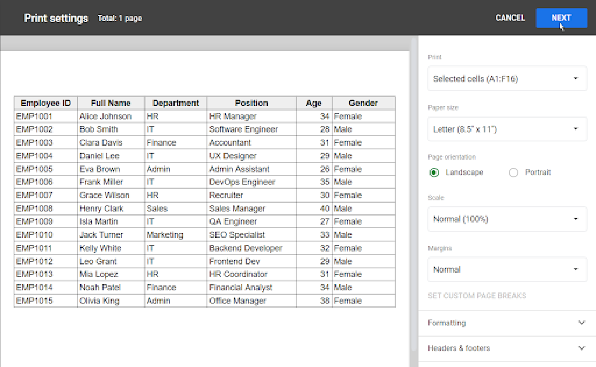 How to Print Google Sheets Data - Excel Insider