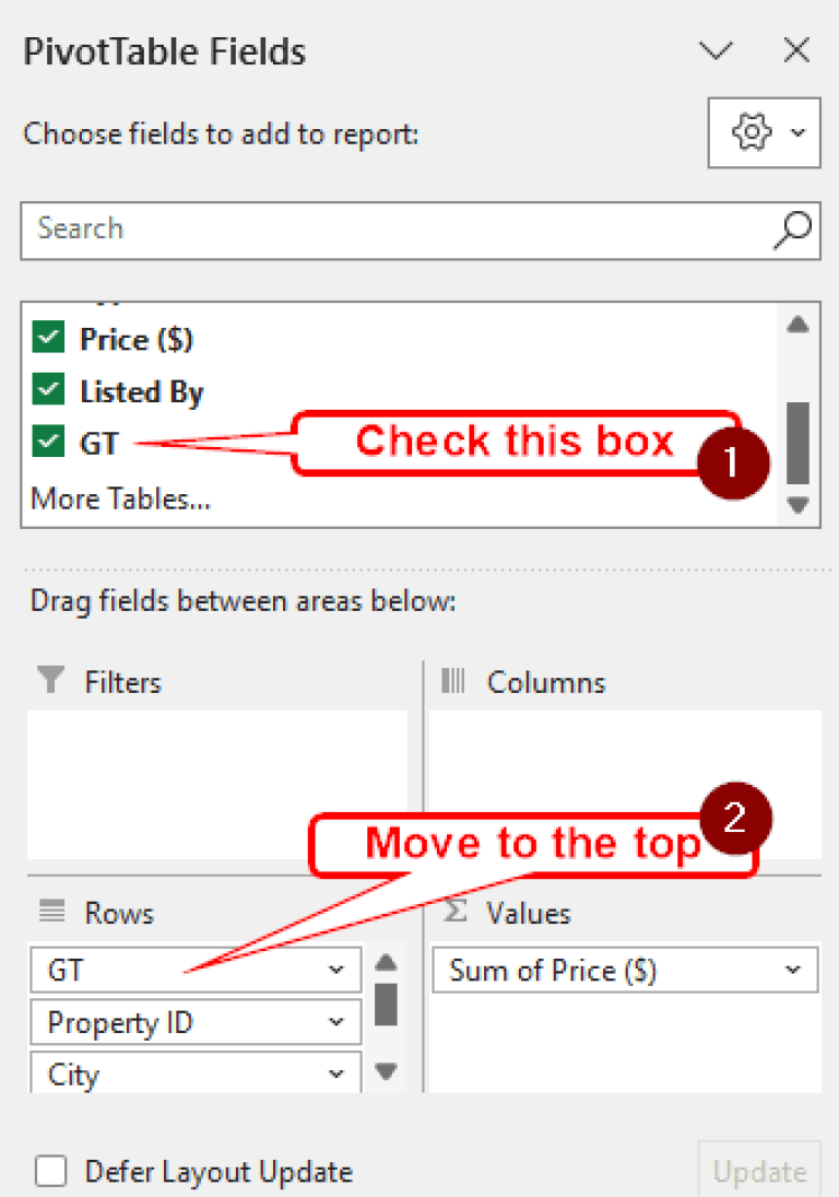 How to Show Grand Total at Top in Excel Pivot Table - Excel Insider