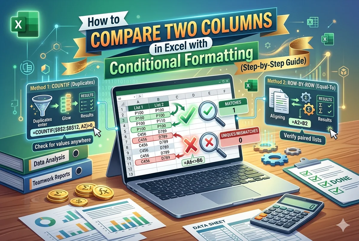 Excel Conditional Formatting to Compare Two Columns - Excel Insider