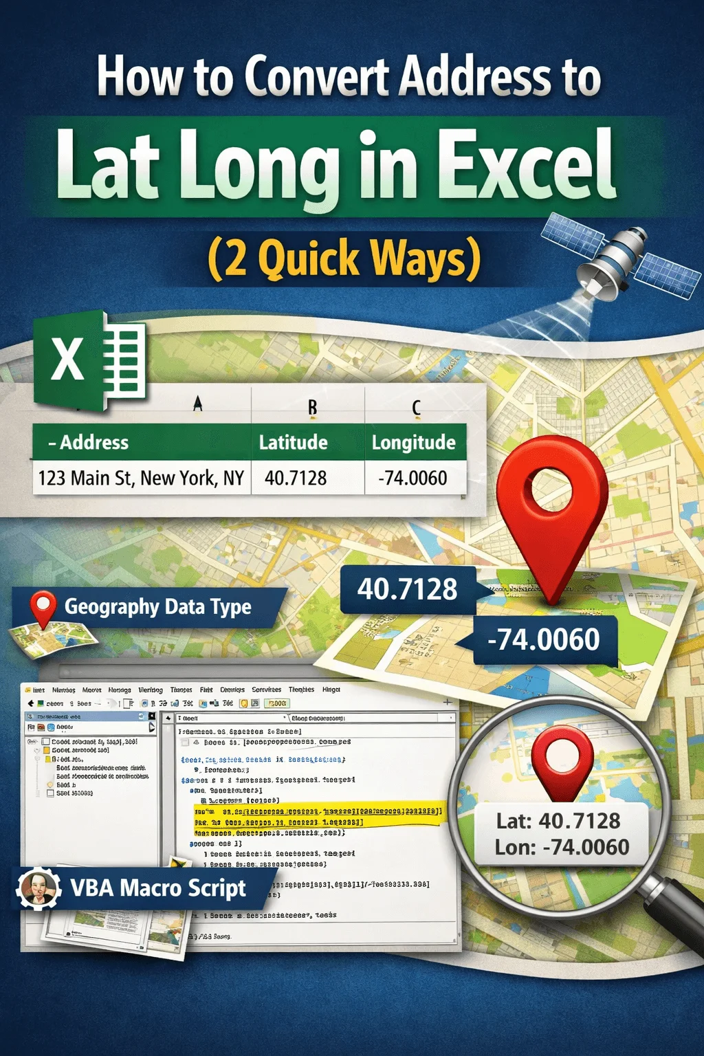 How to Convert Address to Lat Long in Excel (2 Quick Ways) - Excel Insider