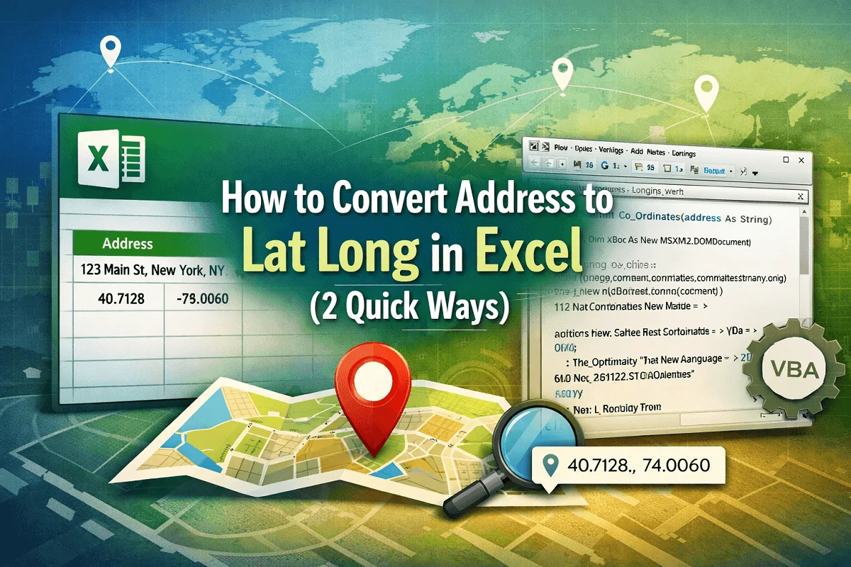 How to Convert Address to Lat Long in Excel (2 Quick Ways) - Excel Insider