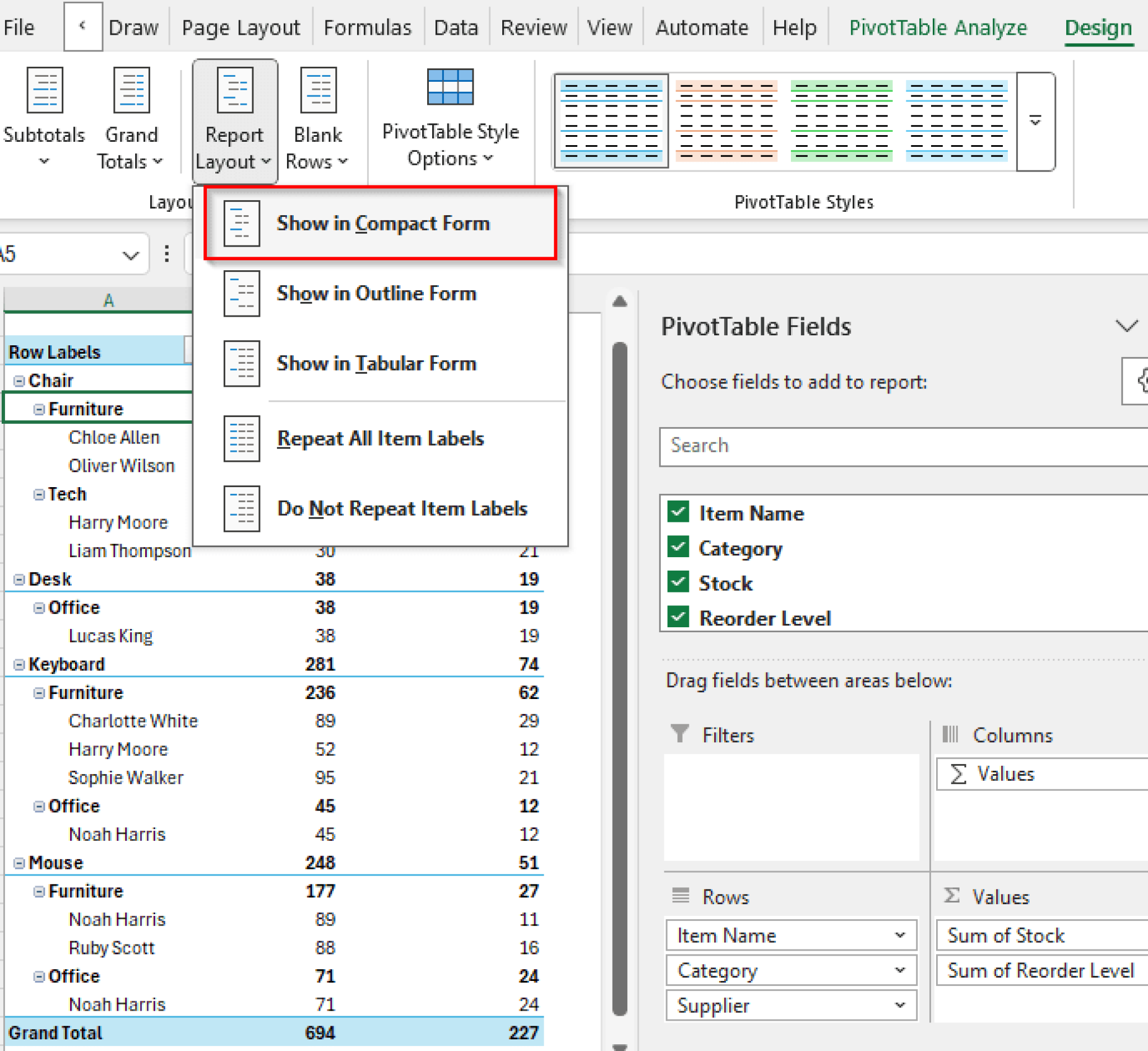 How to Change Pivot Table Layout in Excel (3 Suitable Options) - Excel Insider