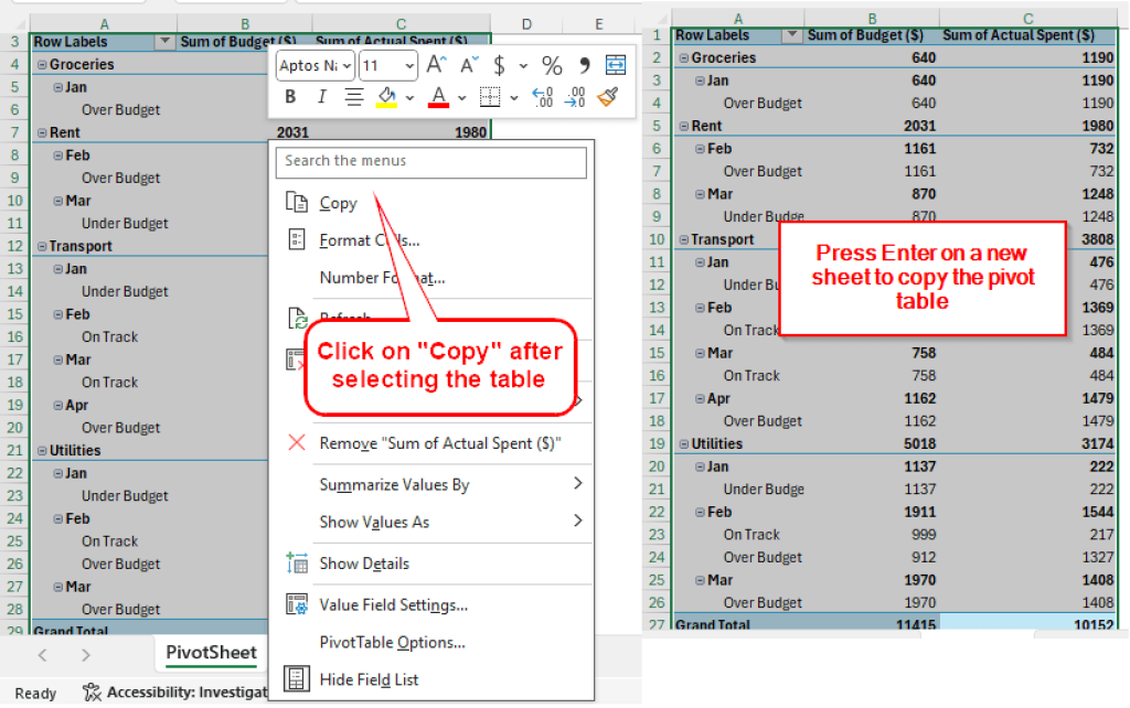 How to Copy a Pivot Table to Another Sheet in Excel (4 Easy Ways) - Excel Insider