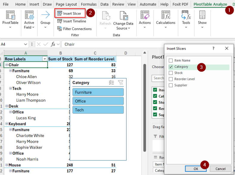 How To Insert Slicer In Excel With Pivot Table With Simple Steps Excel Insider