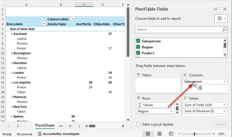 Transfer Pivot Table Row Labels In Separate Columns In Excel Excel Insider