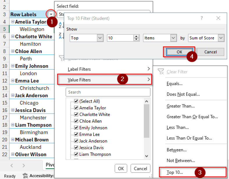 How to Show Top 10 in Pivot Table (with Filter & VBA) - Excel Insider