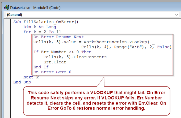 How To Use On Error Resume Next In Excel Vba For Error Handling Excel Insider