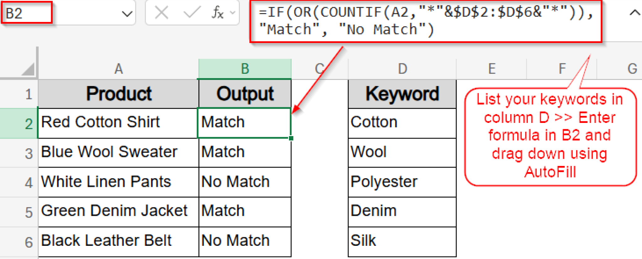 How to Check If a Cell Contains Text from a List in Excel - Excel Insider