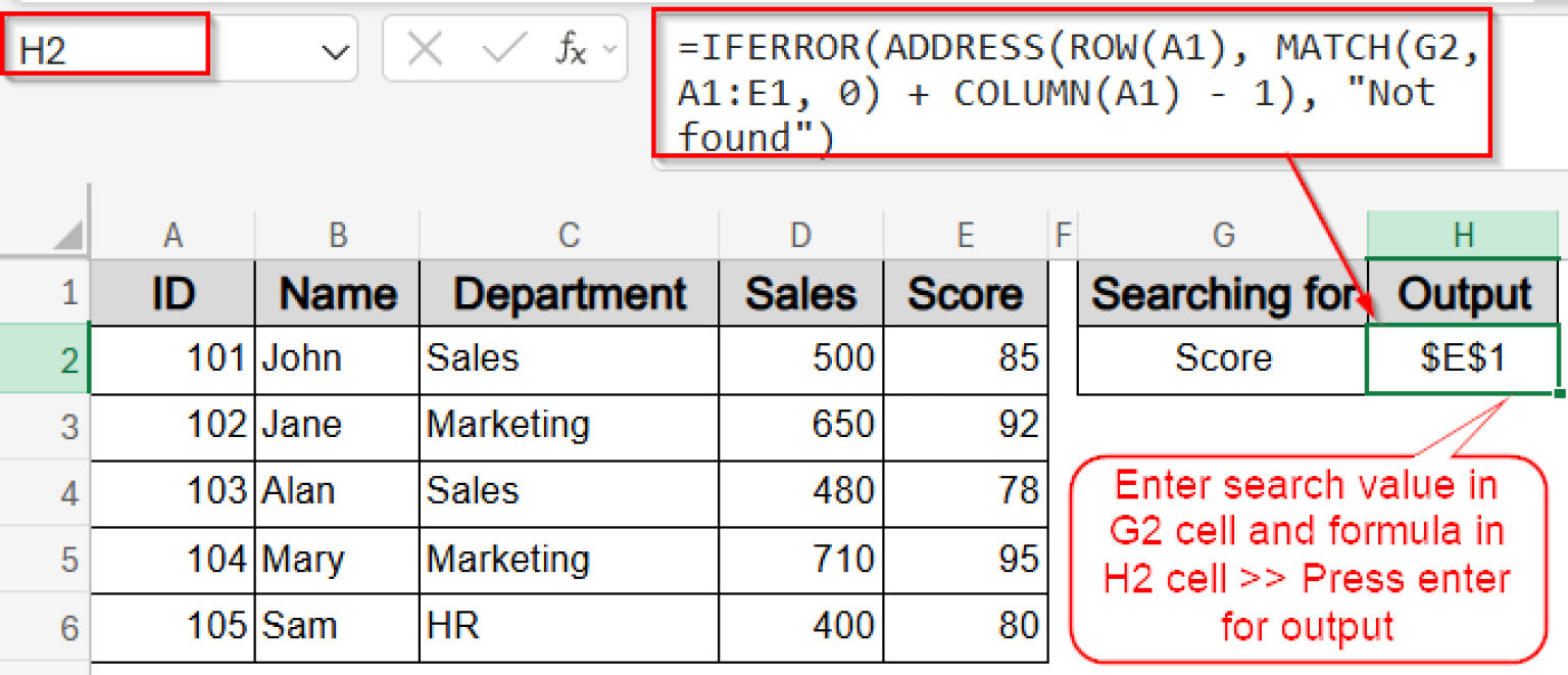 How to Return the Cell Address of a Match in Excel - Excel Insider