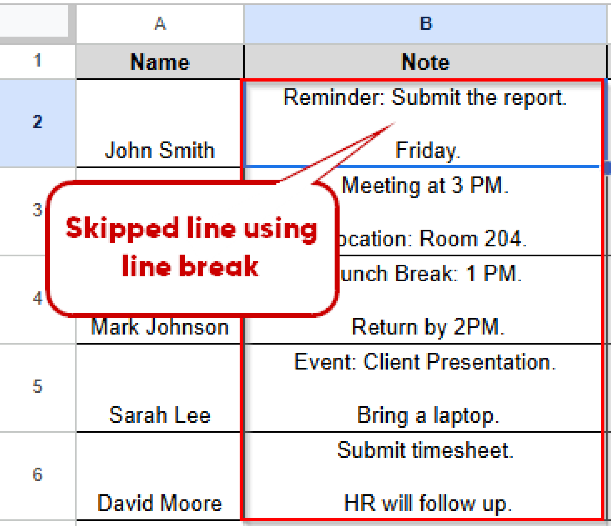 Line Break in Google Sheets: Add, Skip & Remove Lines - Excel Insider