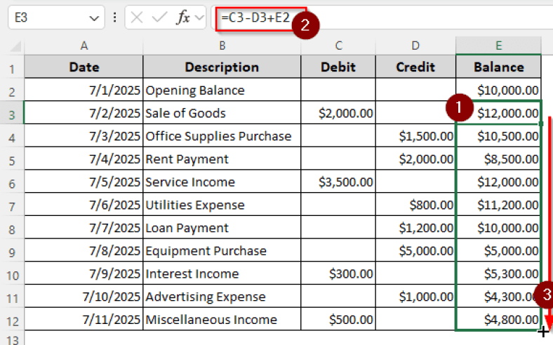 Excel Balance Sheet Formula for Debit and Credit (4 Examples) - Excel ...